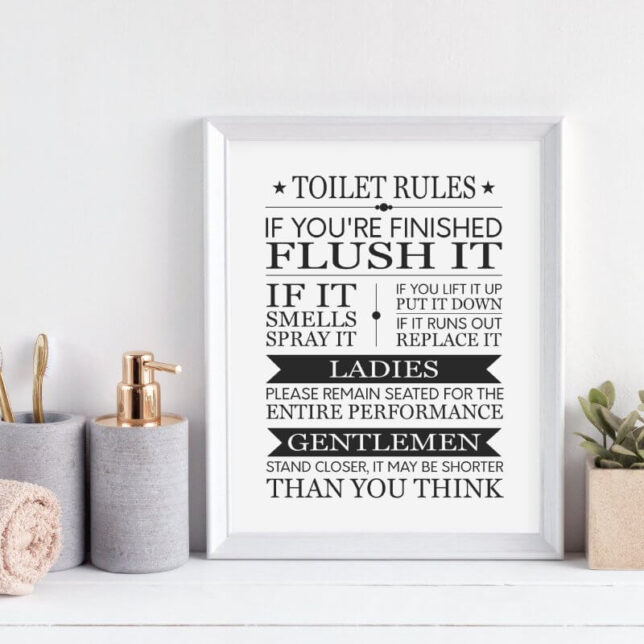 35+ Stylish Bathroom Signs for Doors, Walls & More