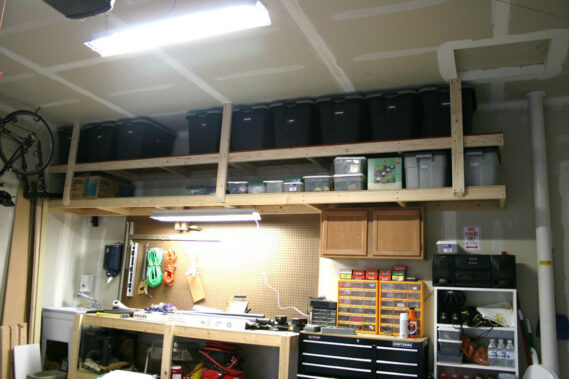 13 DIY Overhead Garage Storage Shelves for Unused Space